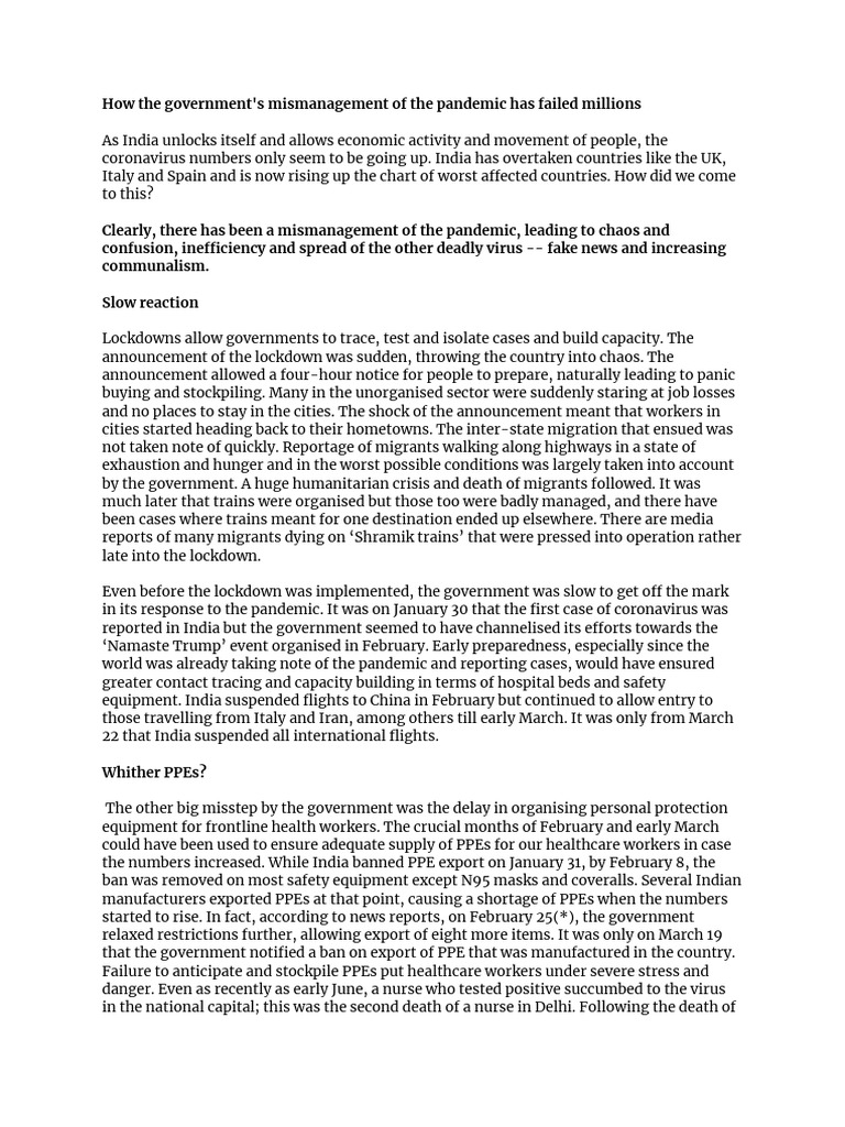 How The Government's Mismanagement of The Pandemic Has Failed Millions ... How The Government's Mismanagement of The Pandemic Has Failed Millions ...