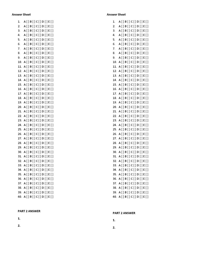 Quiz 2 Answer Sheet | PDF