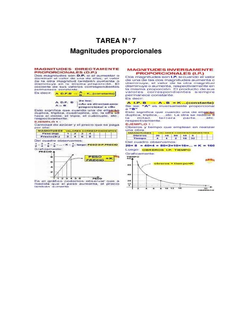 Tarea #7 Magnitudes Proporcionales | PDF