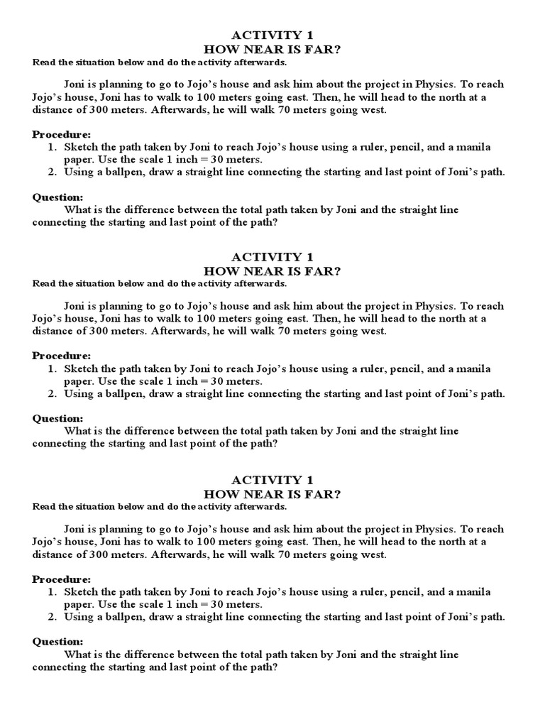 3rd Quarter Activity Sheet | PDF | Distance