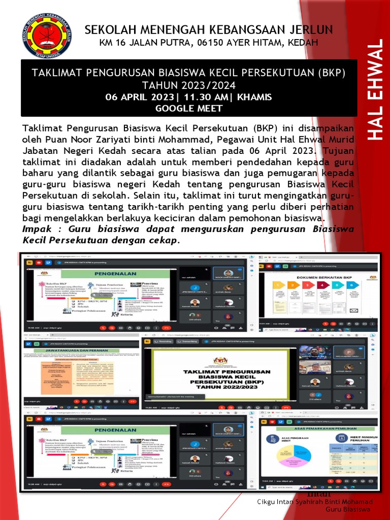 Sekolah Menengah Kebangsaan Jerlun: Taklimat Pengurusan Biasiswa Kecil Persekutuan (BKP) TAHUN ...