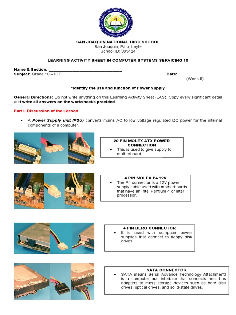 LAS WEEK 5 - Grade 10 ICT | PDF | Computer Hardware | Computing