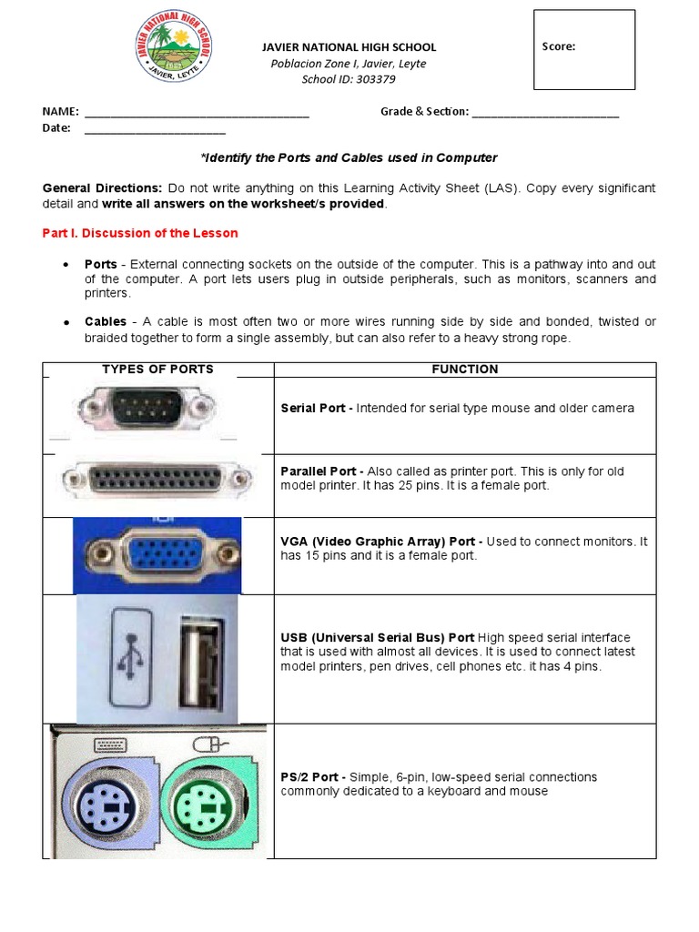 LAS WEEK 7 - Grade 10 ICT | PDF | Usb | Electrical Connector