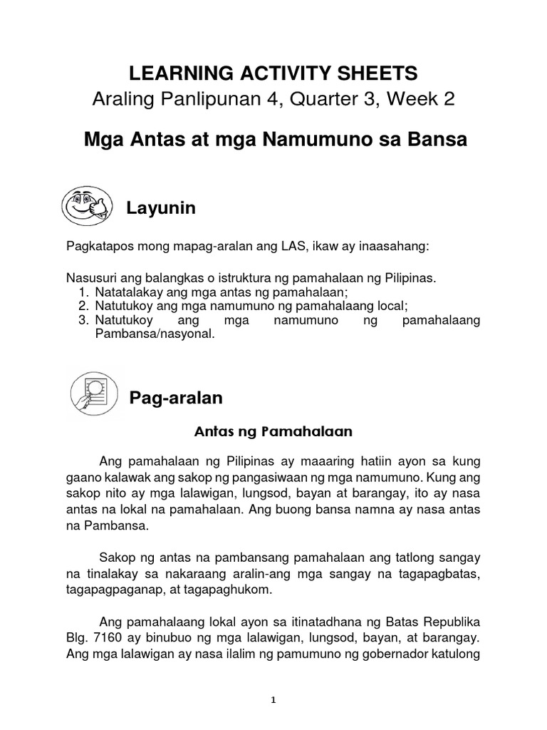 AP4Q3Week2 Mga Antas at Mga Namumuno Sa Bansa Vol.1 Templado | PDF