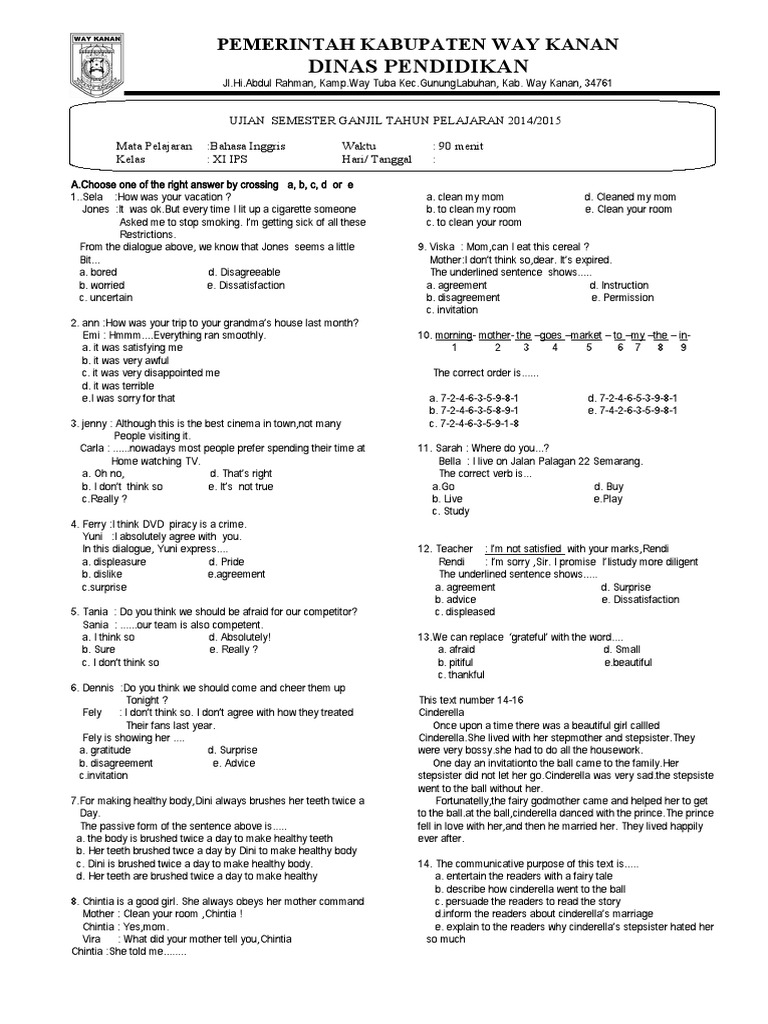 Format Soal | PDF | Cinderella