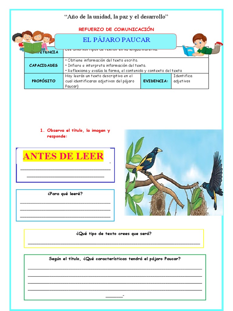 Antes de Leer: El Pájaro Paucar | PDF | Aves | Ornitología