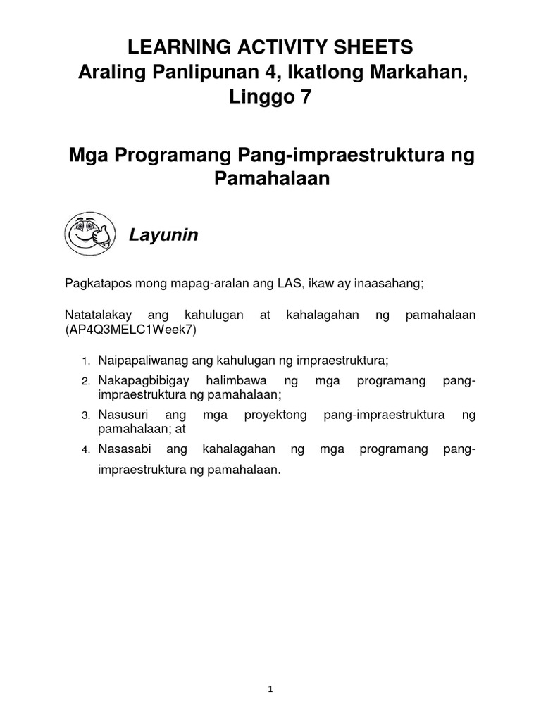 AP4Q3 Week7 Mga Programang Pang-Impraestraktura... Vol. 1 Dialde | PDF