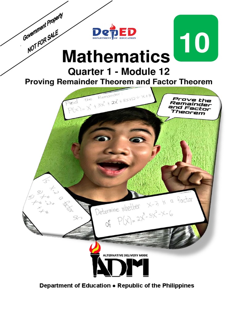 Math10 - Q1 - Module 12 - Proving Remainder... Prelim Pages | PDF ...
