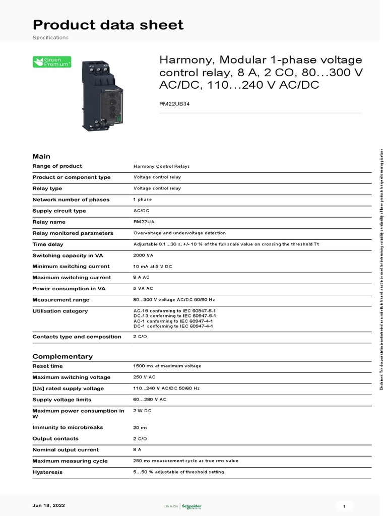 Harmony Control Relays - RM22UB34 | PDF | Relay | Alternating Current