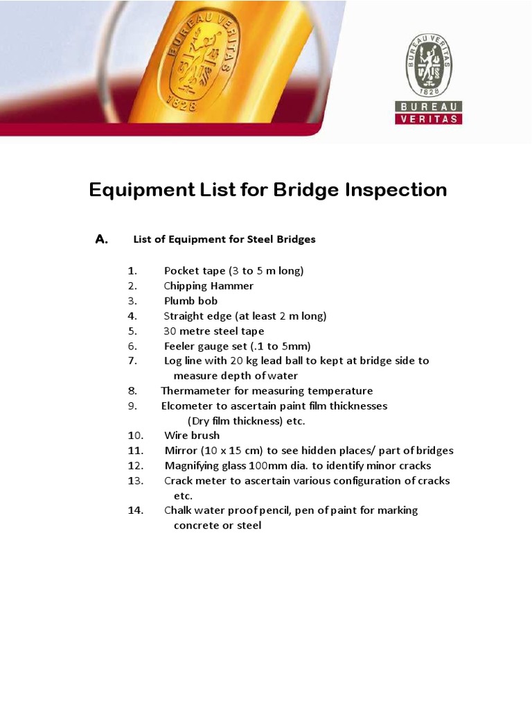 Bridge Inspection Equipment - V1 | PDF | Concrete | Physical Sciences