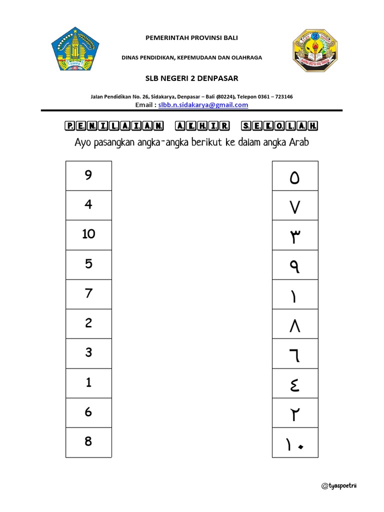 Ayo Pasangkan Angka-Angka Berikut Ke Dalam Angka Arab | PDF
