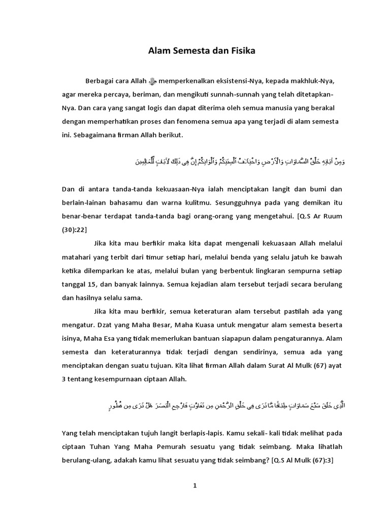BAB I Alam Semesta Dan Fisika Edit | PDF | Filsafat | Agama & Spiritualitas