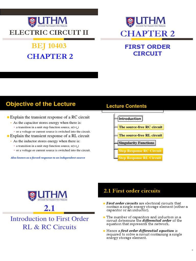 Electric Circuit Ii: Introduction To First Order RL & RC Circuits | PDF | Electrical Network ...