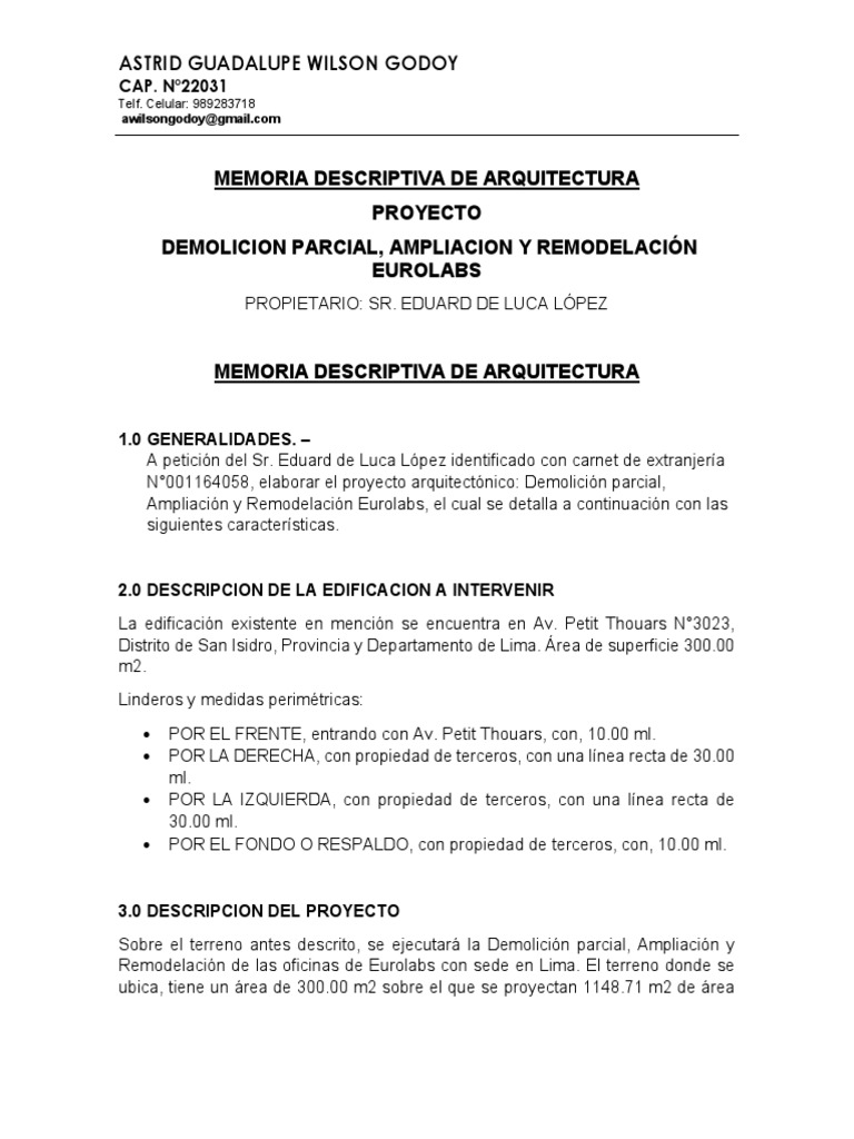 Memoria Descriptiva Arquitectura | PDF | Ascensor | Bienes manufacturados