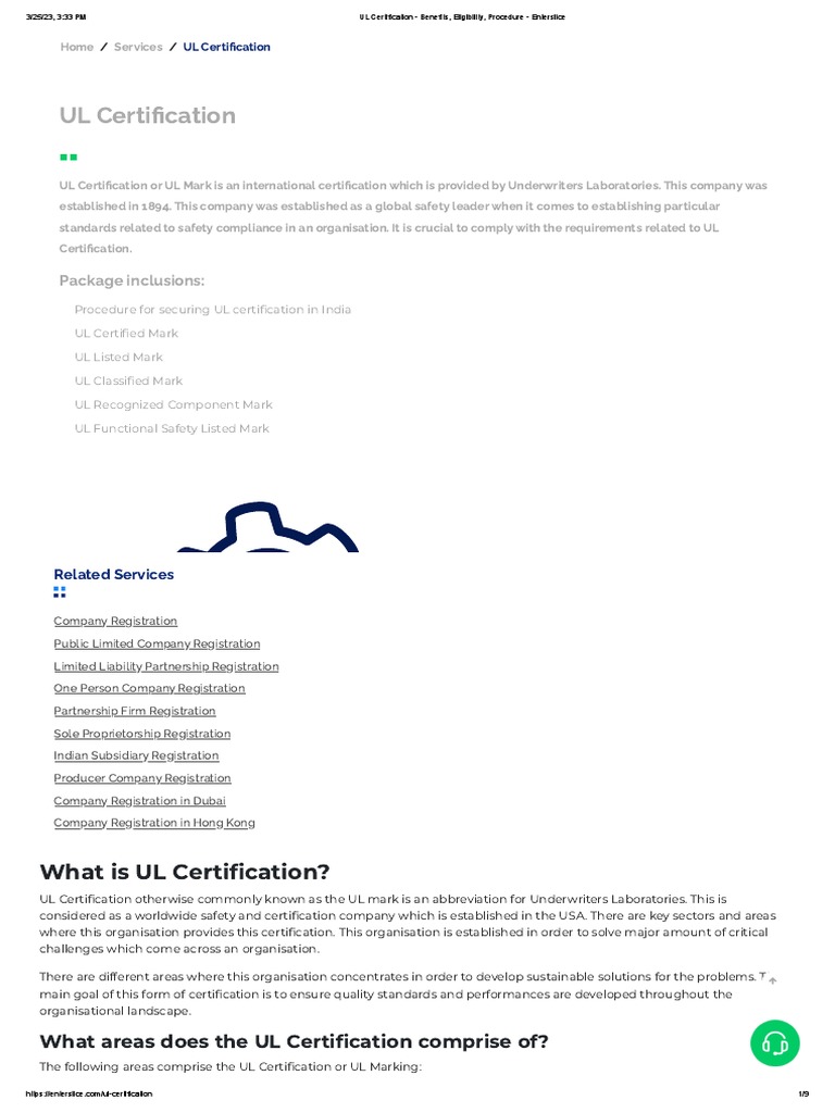 UL Certification - Benefits, Eligibility, Procedure - Enterslice | PDF ...