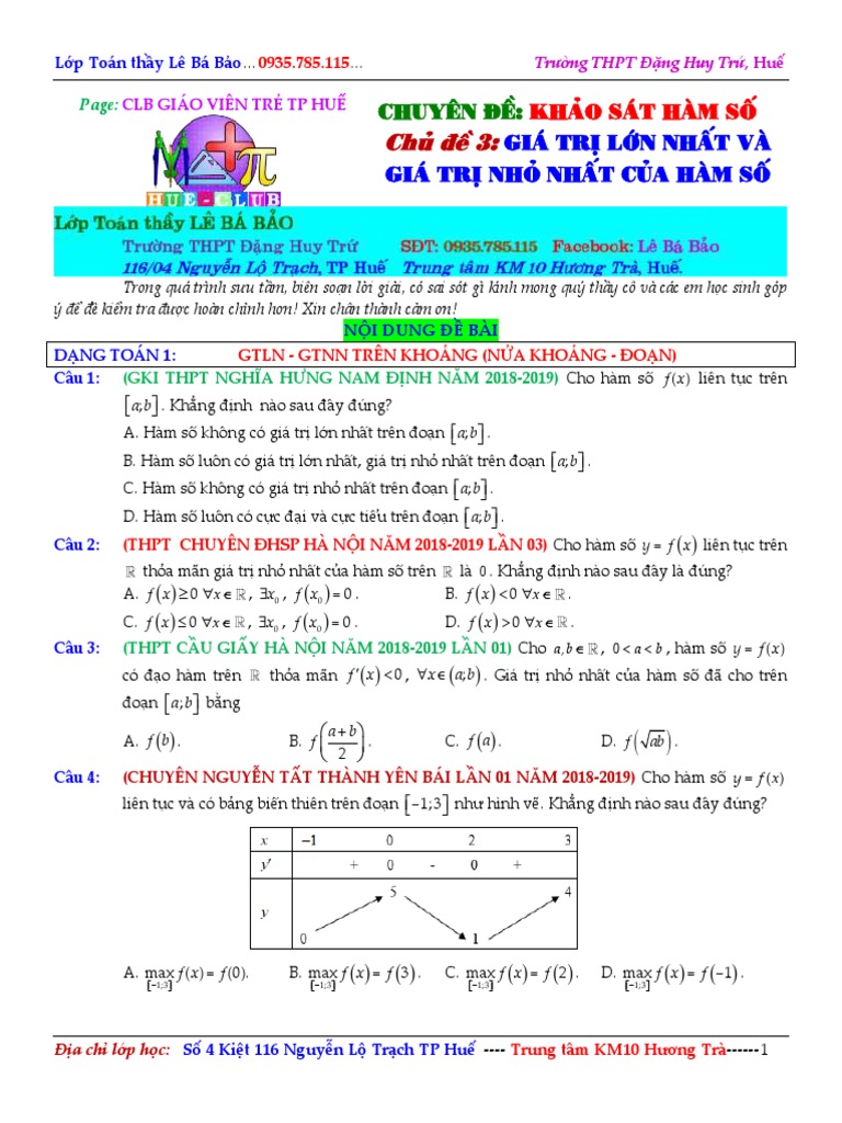 Gi TRÞ Lín Nhêt V Gi TRÞ Nhá Nhêt Cña H M Sè | PDF
