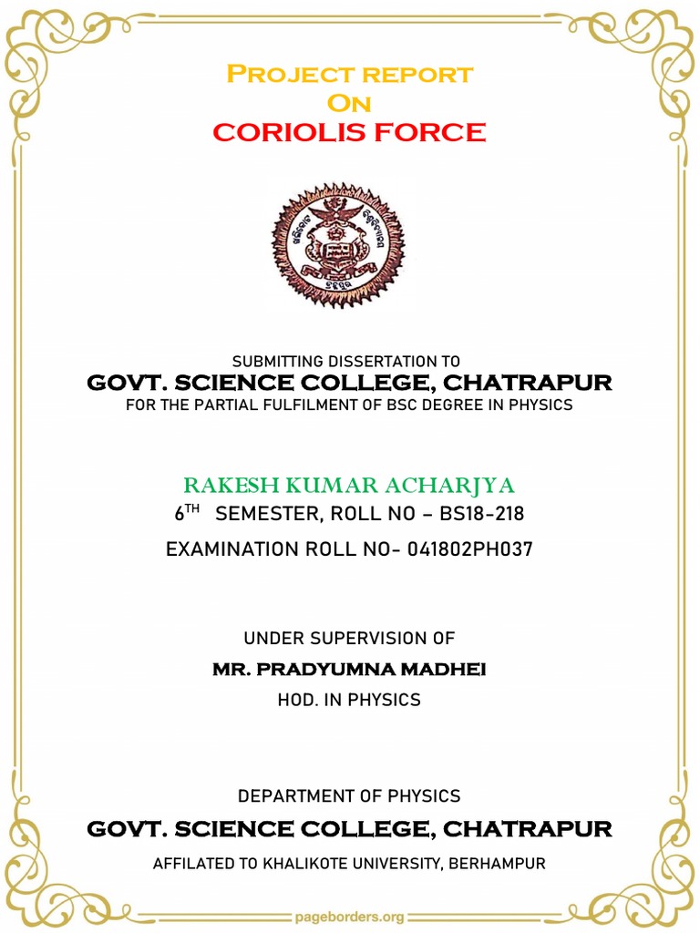 Project report on Coriolis force and its applications | PDF ...