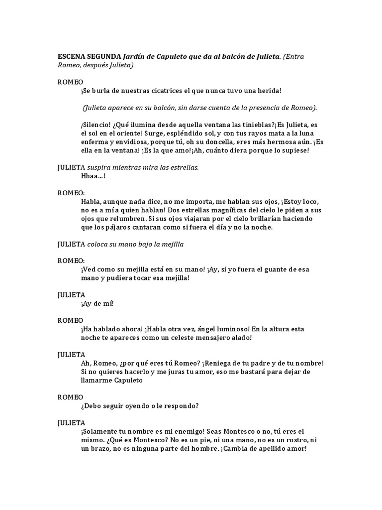 Diálogo de Amor en el Balcón de Julieta | PDF | Romeo y Julieta | Amor