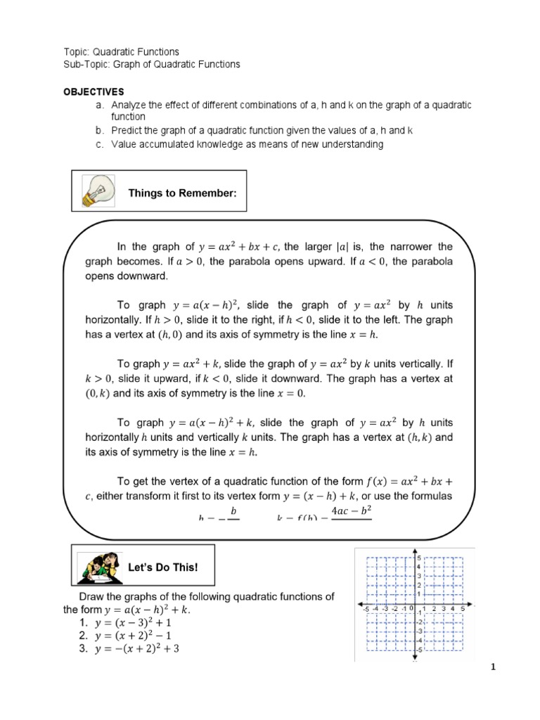 Objectives | PDF | Quadratic Equation | Function (Mathematics)