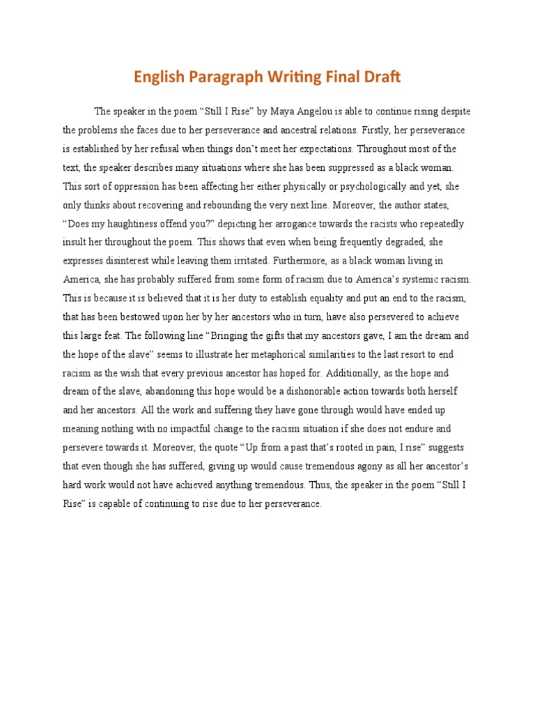 English Paragraph Writing Final Draft | PDF