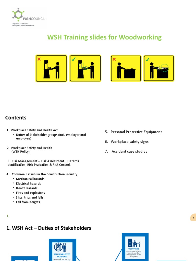 WSH Training Slides For Woodworking | PDF | Personal Protective ...