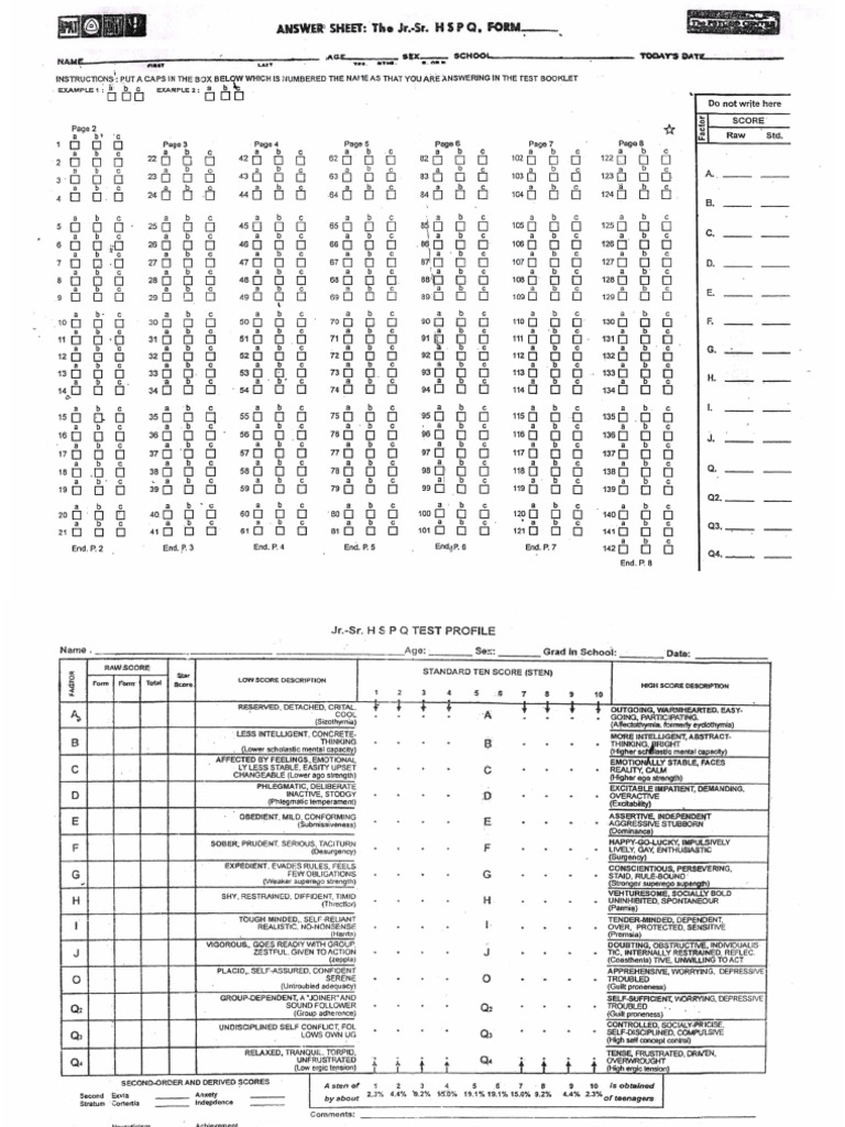 HSPQ Test B.Ed. Practical | PDF