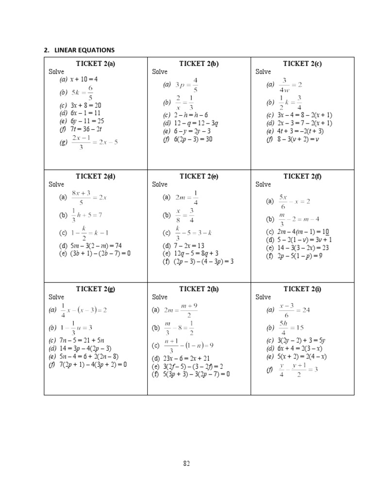 TC2 - Linear Equations | PDF | Equations | Mathematical Objects