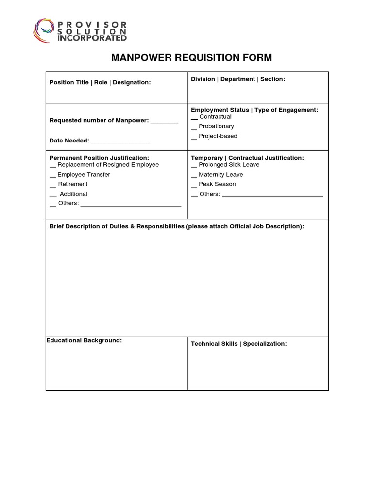 Manpower Requisition Form MRF | PDF