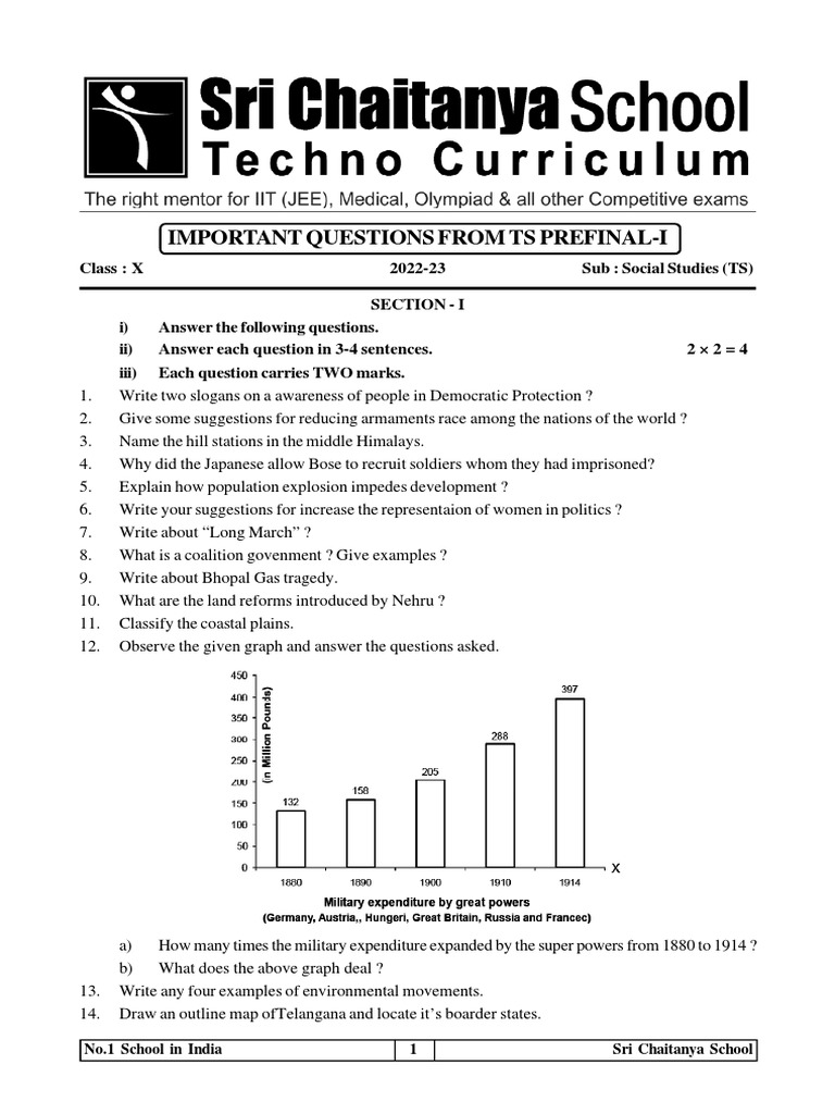 TS 10th Class Pre Final - 1 Social Studies Important Questions & Bits-2022-2023 | PDF | Literacy