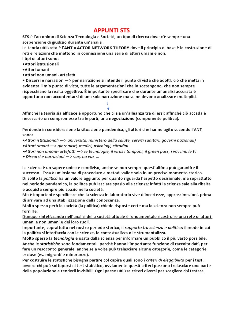 Appunti Sts | PDF