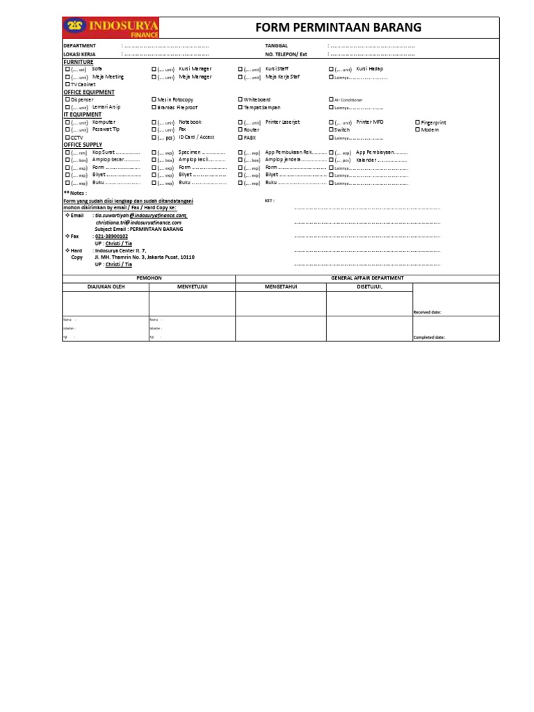 Form Permintaan Barang | PDF