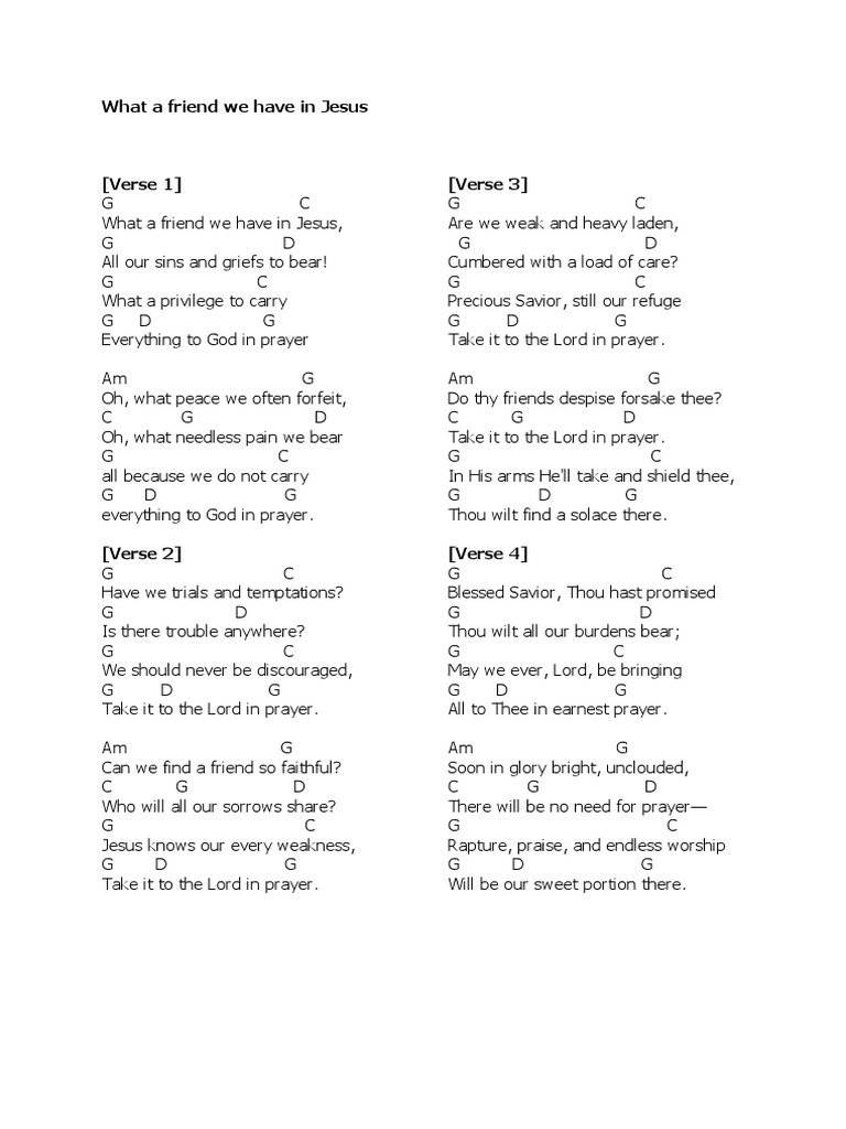 What A Friend We Have in Jesus Key G | PDF