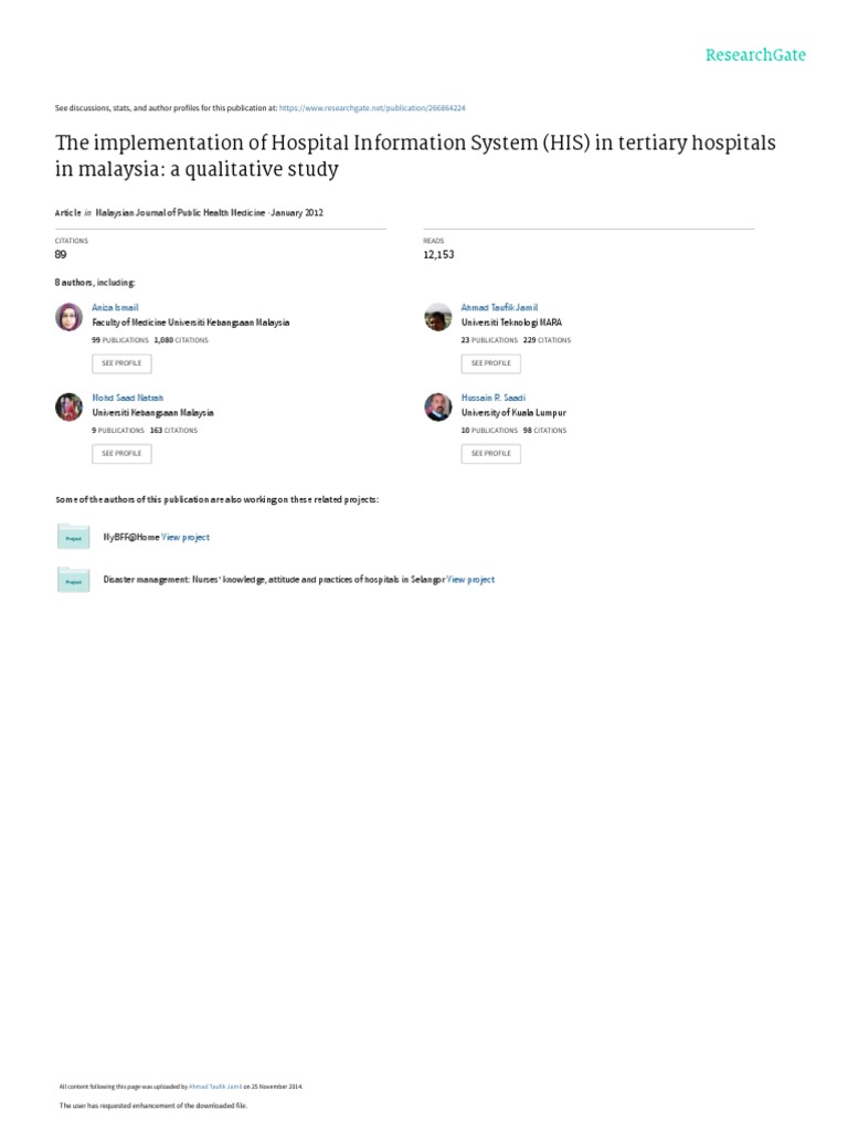 The Implementation of Hospital Information System | PDF | Health ...