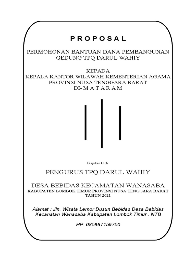 Proposal Bantuan Dana TPQ Darul Wahiy | PDF