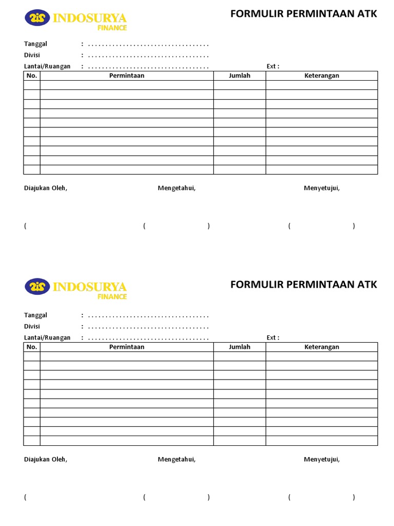 Formulir Permintaan ATK Kantor | PDF