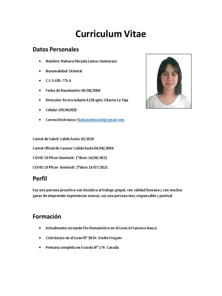 Curriculum Vitae: Datos Personales | PDF