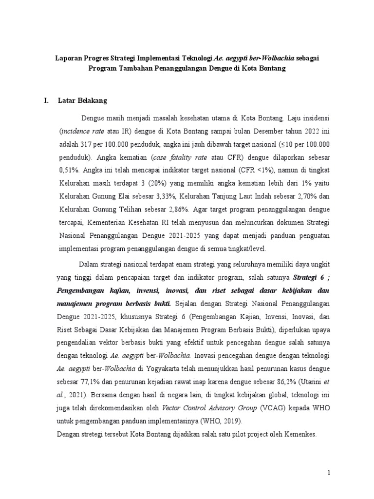 Laporan Progres Wolbachia | PDF