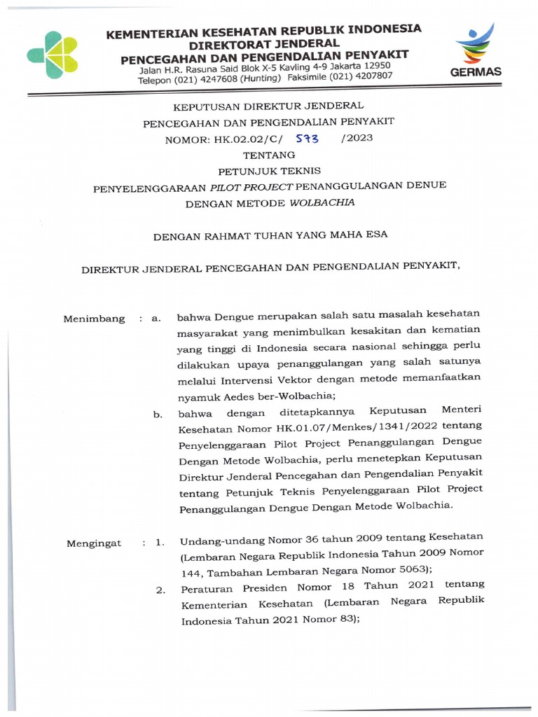 SK Juknis Wolbachia | PDF