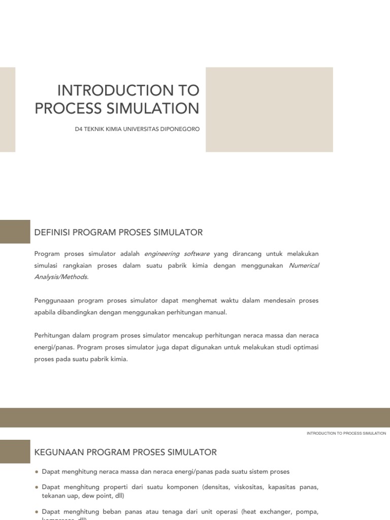 Day 1 Session 1 (Introduction To Process Simulation) | PDF