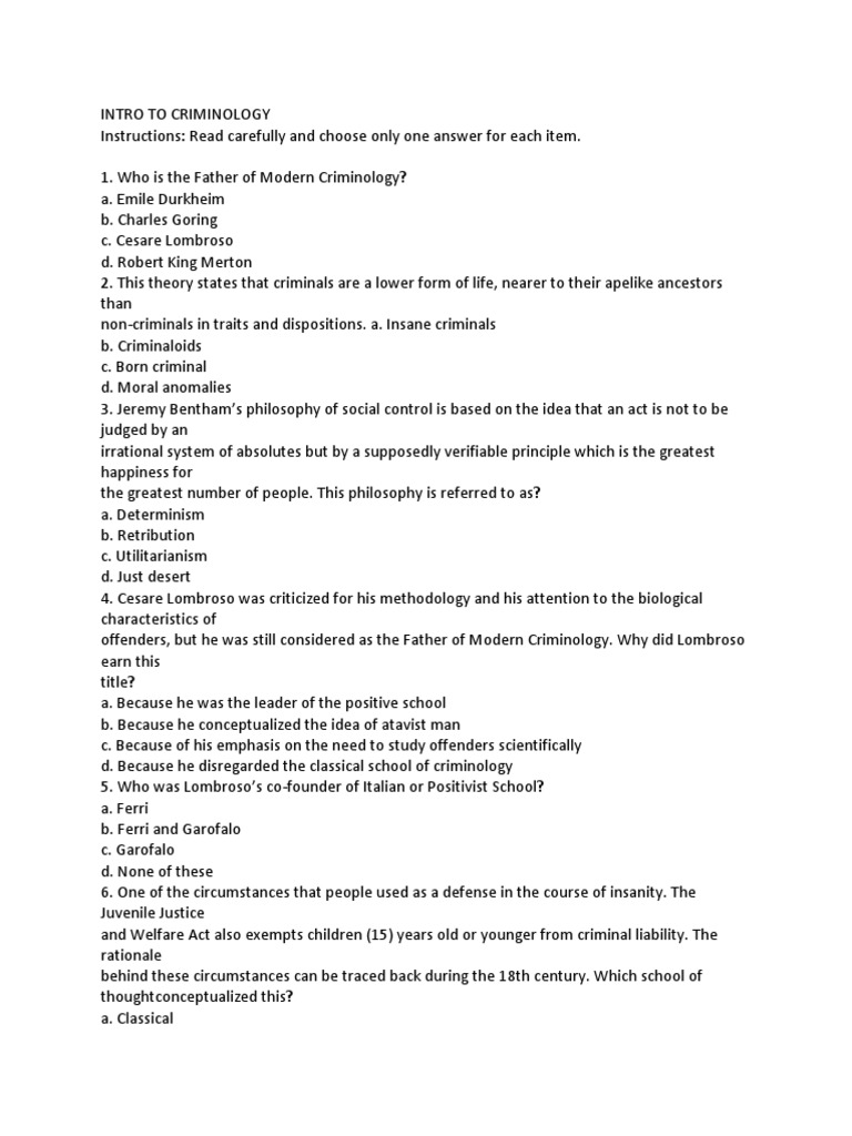 Intro To Criminology | PDF | Criminology | Hypothesis