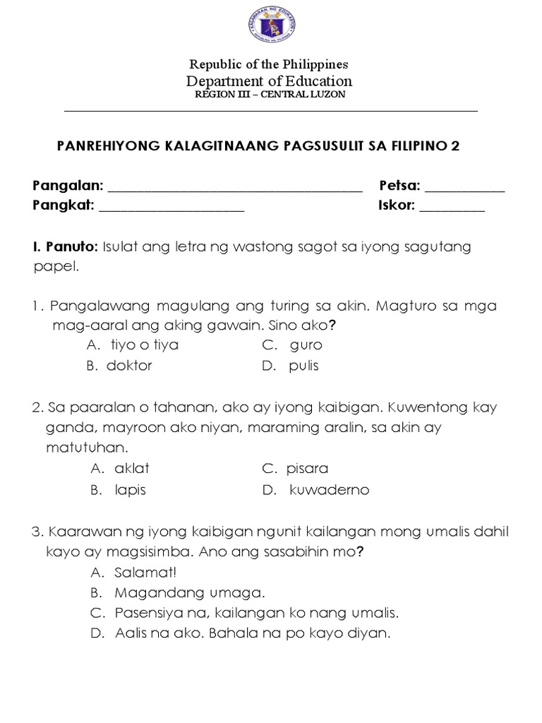 Filipino 2 Mya | PDF