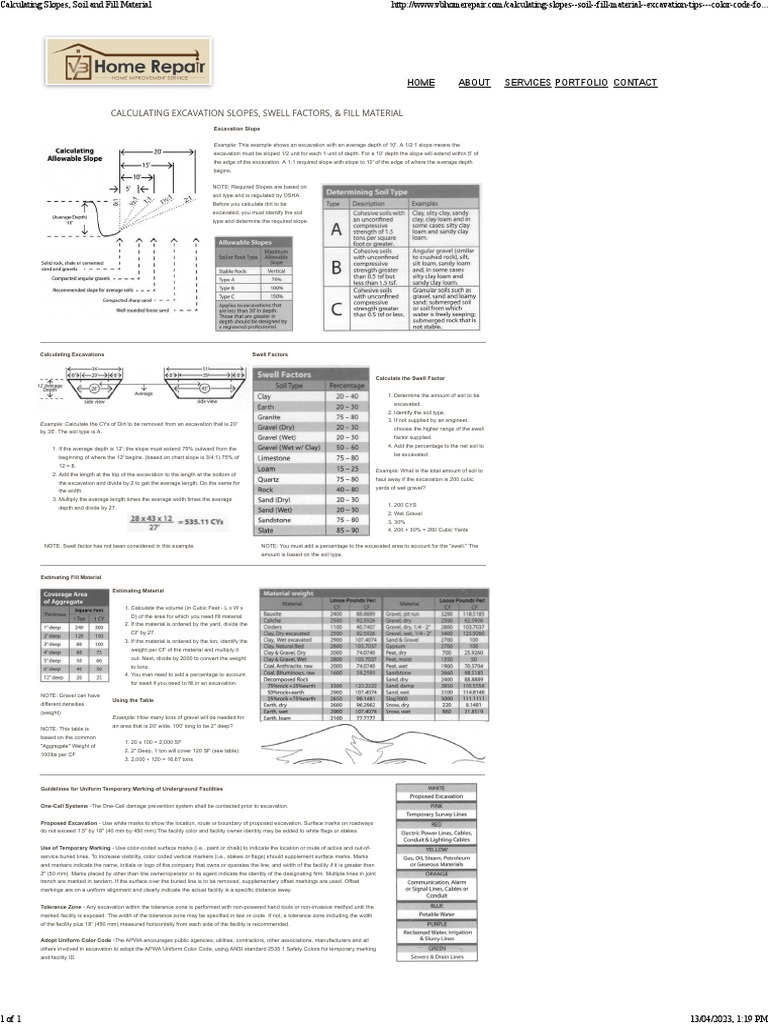Excavation Slope and Soil Calculation Guide | PDF | Soil | Ton