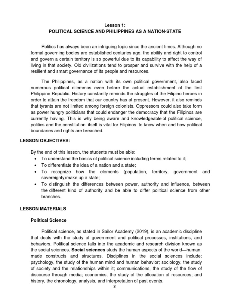 Polgov - Lesson 1 | PDF | Power (Social And Political) | Sovereignty