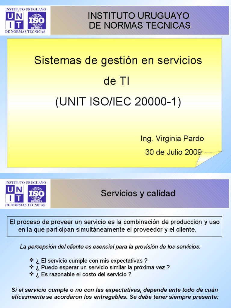 Sistemas de gestión en servicios de TI (UNIT ISO_IEC 20000-1) | PDF | Itil | Continuidad del negocio