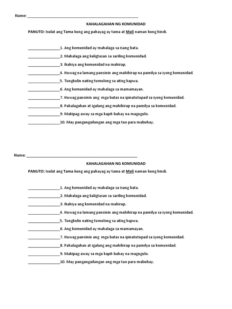 Kahalagan NG Komunidad Grade 2 | PDF