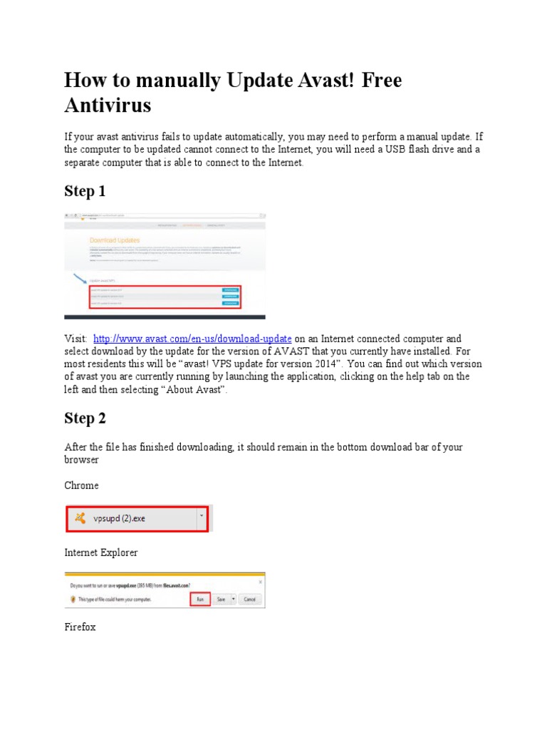 Manual Update for Avast Antivirus | PDF | Computers