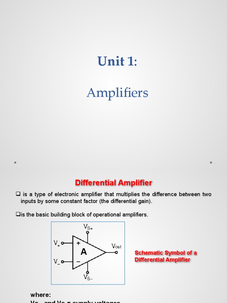 Unit 1 Amplifiers | PDF | Amplifier | Operational Amplifier