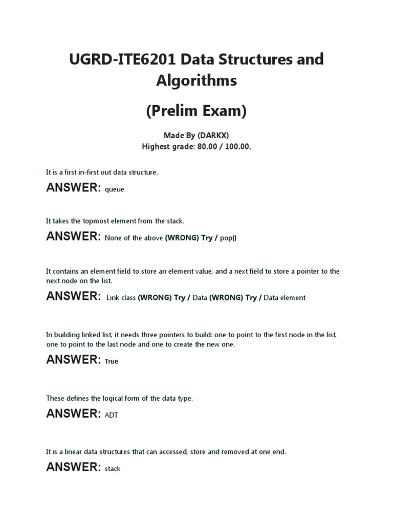 UGRD-ITE6201-Data-Structures-and-Algorithms-legit-not-quizess MidALL | PDF | Queue (Abstract ...
