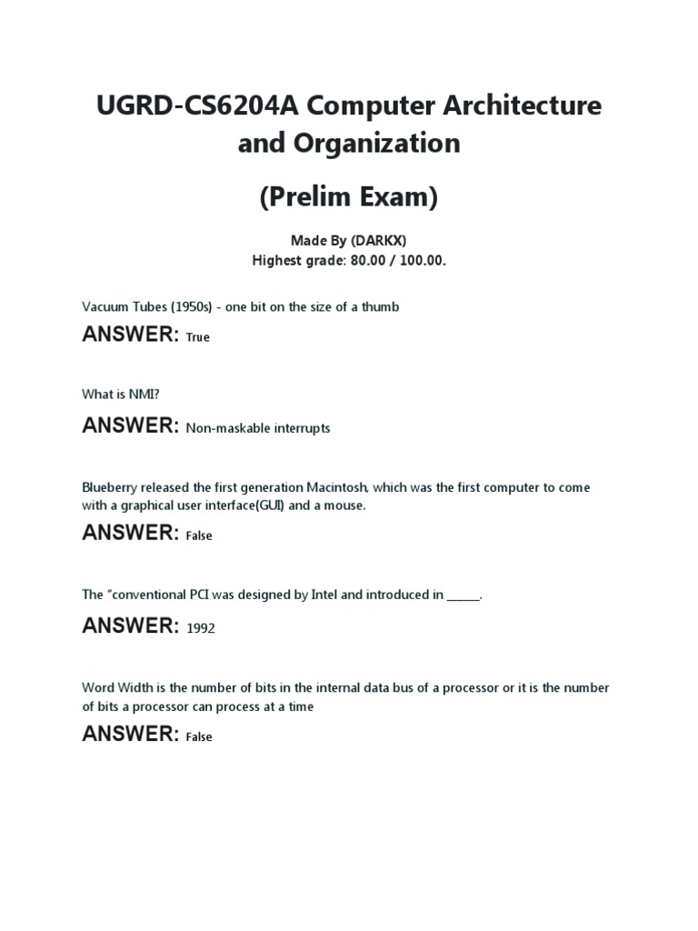 UGRD-CS6204A-Computer-Architecture-and-Organization-legit-not-quizzess MidALL | PDF | Computer ...