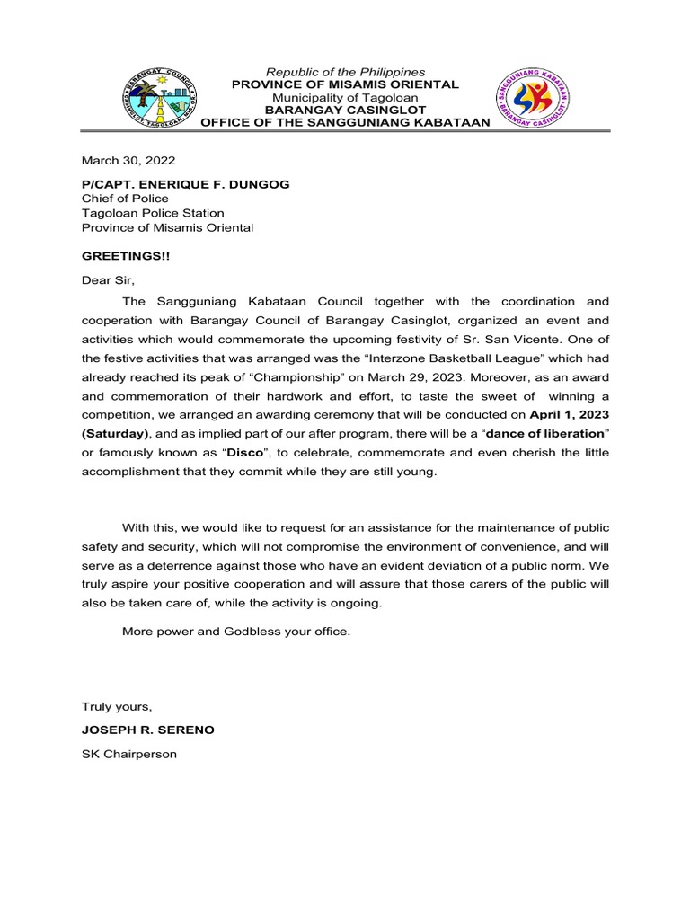 Request for Police Assistance for Event | PDF